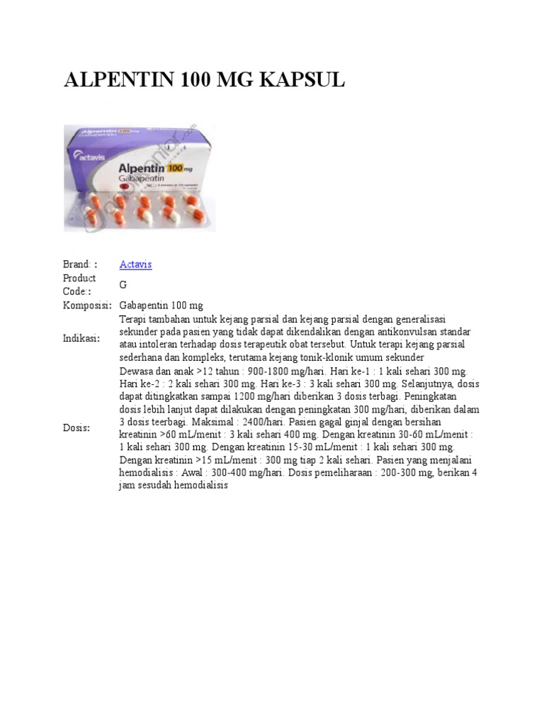 Alpentin 100 MG Kapsul | PDF | Pengembangan Diri | Kesehatan Holistik