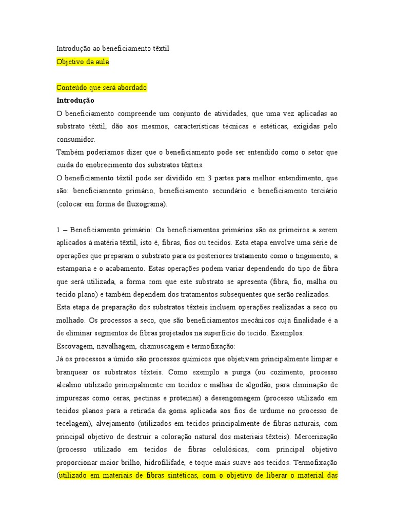 Introdução Ao Beneficiamento Têxtil | PDF | Tingimento | Têxteis