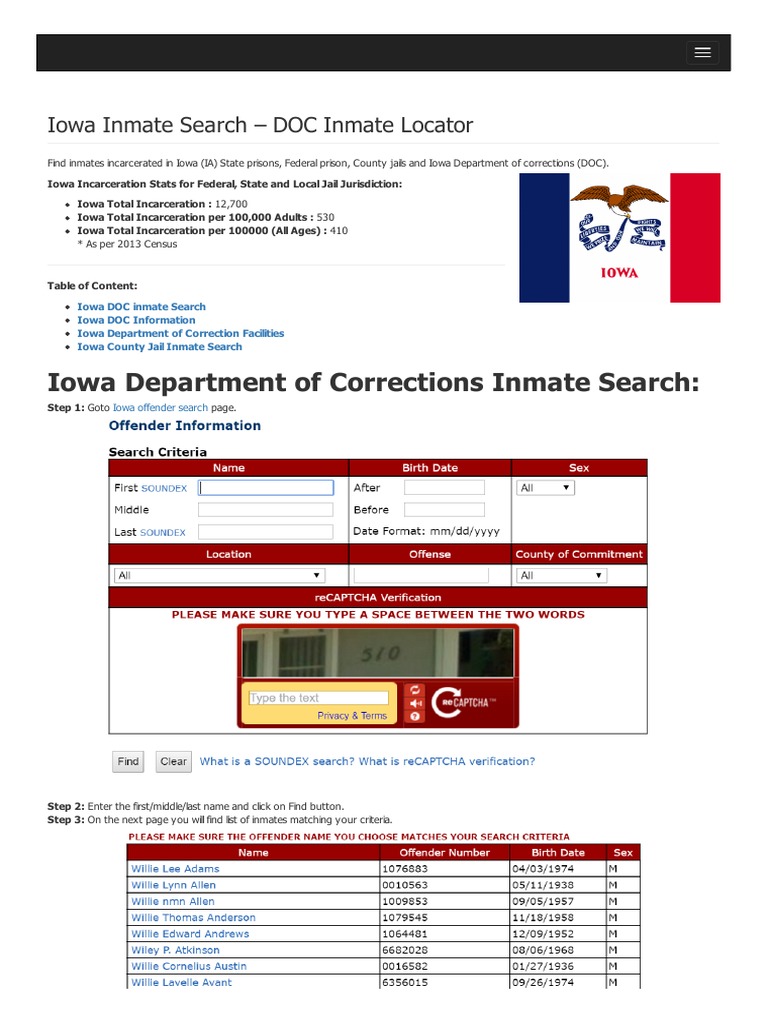Iowa Inmate Locator Guide | PDF | Iowa | Sioux