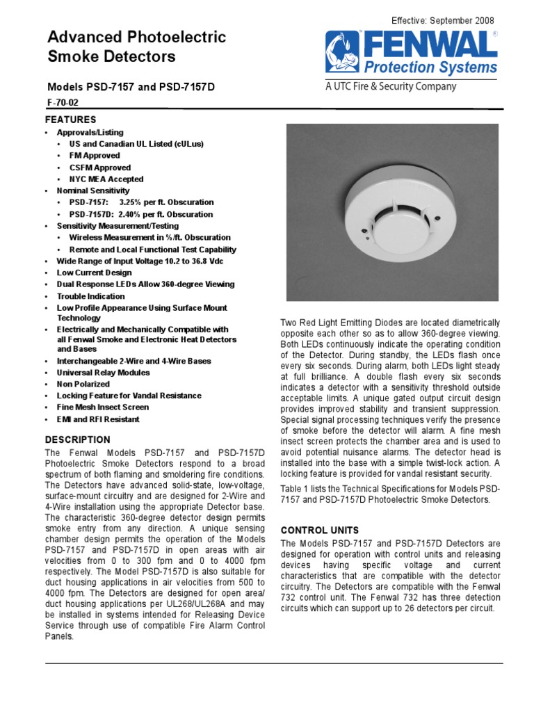 F 70 02 PSD 7157 Smoke Detector | PDF | Relay | Detector (Radio)