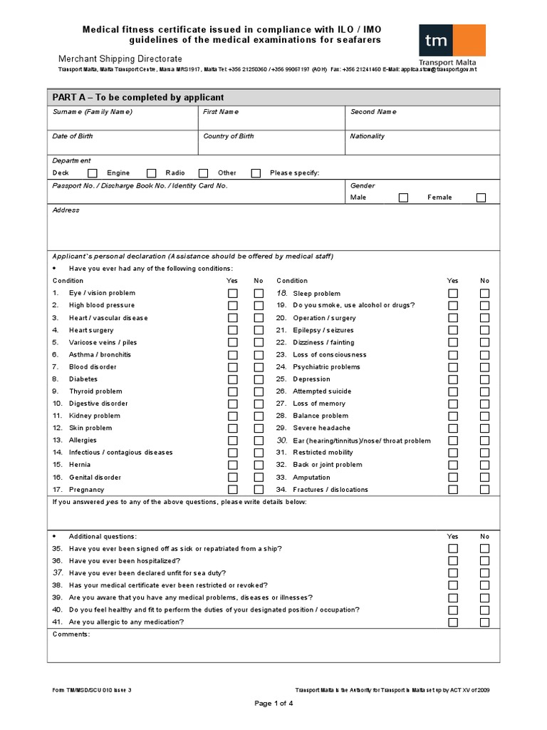 Notice 107 - New Medical Form | PDF | Identity Document | Eye