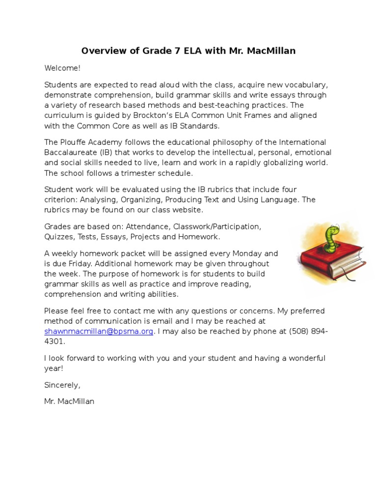 Grade 7 ELA Overview with Mr. MacMillan | PDF