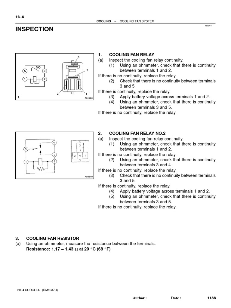 Cooling Fan Relay Inspection Guide Pdf