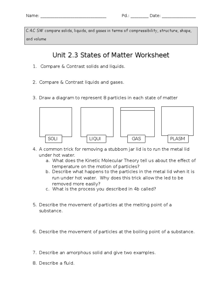 Three States Of Water Worksheet 2 3 States Of Matter | PDF | Gases