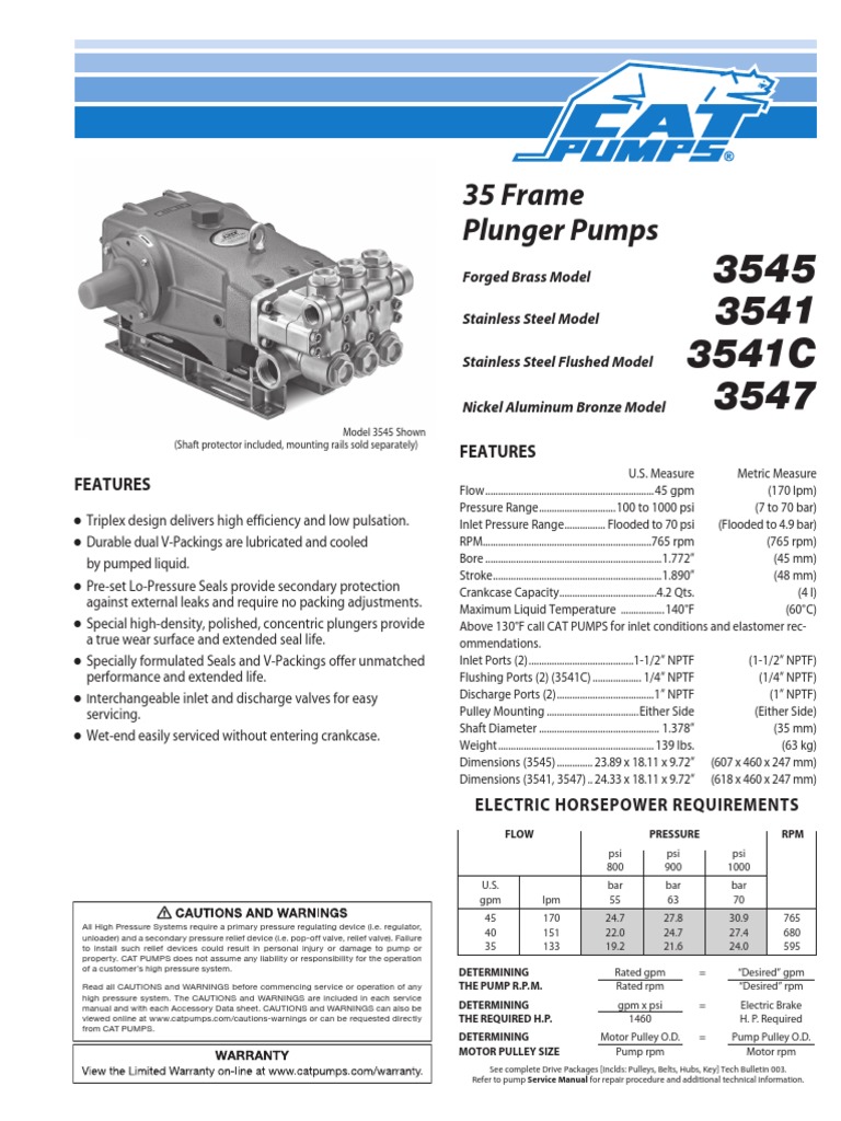 Hoja Técnica Catpump 3545 | PDF | Pump | Valve