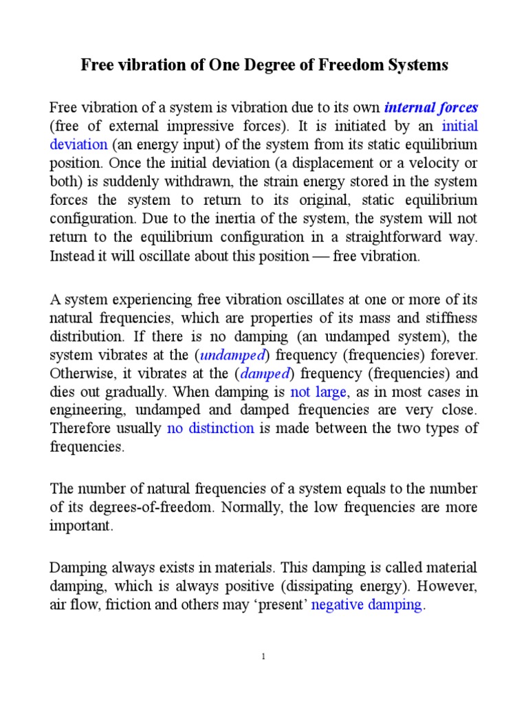 Free Vibration | PDF | Mechanics | Physics