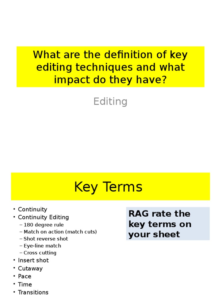 Technical Codes: Editing | Leisure