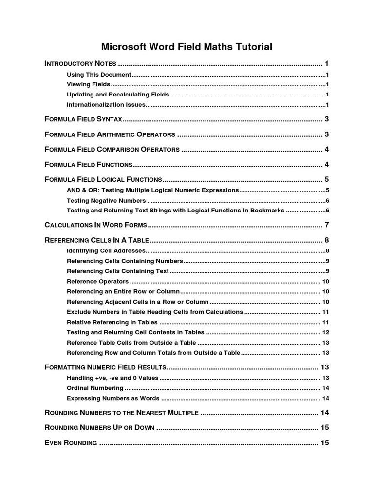 Microsoft Word Field Maths Tutorial | PDF | Present Value | Interest