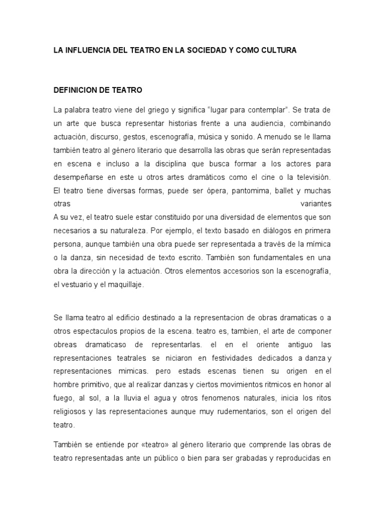 Impacto del Teatro en la Cultura Peruana | PDF | Teatro | Artes (general)
