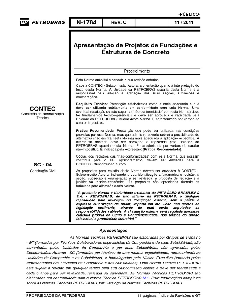 Norma Petrobras N-1784 | PDF | Desenho técnico | Concreto