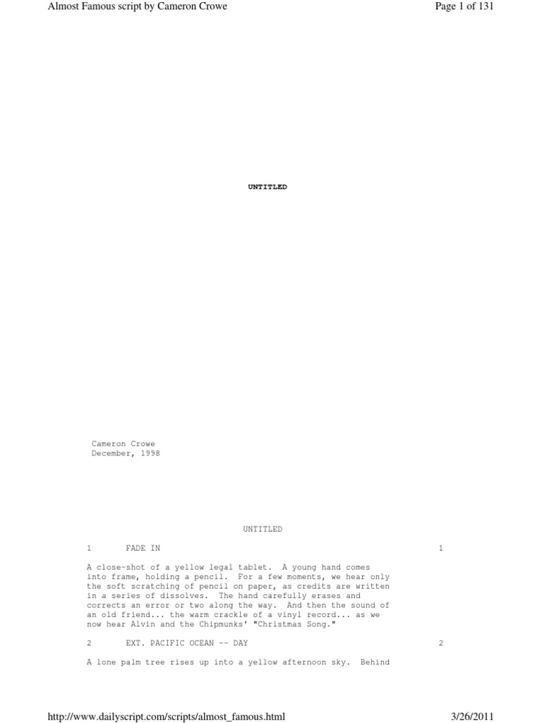 Almost Famous | PDF | Leisure | Entertainment (General)