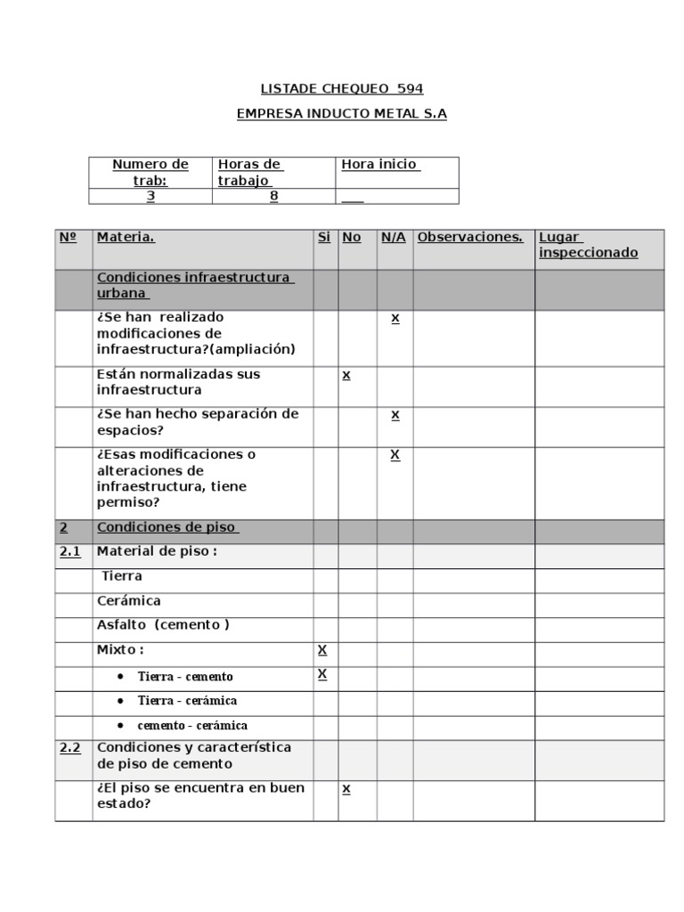 Check List Tecnica | Agua | Residuos