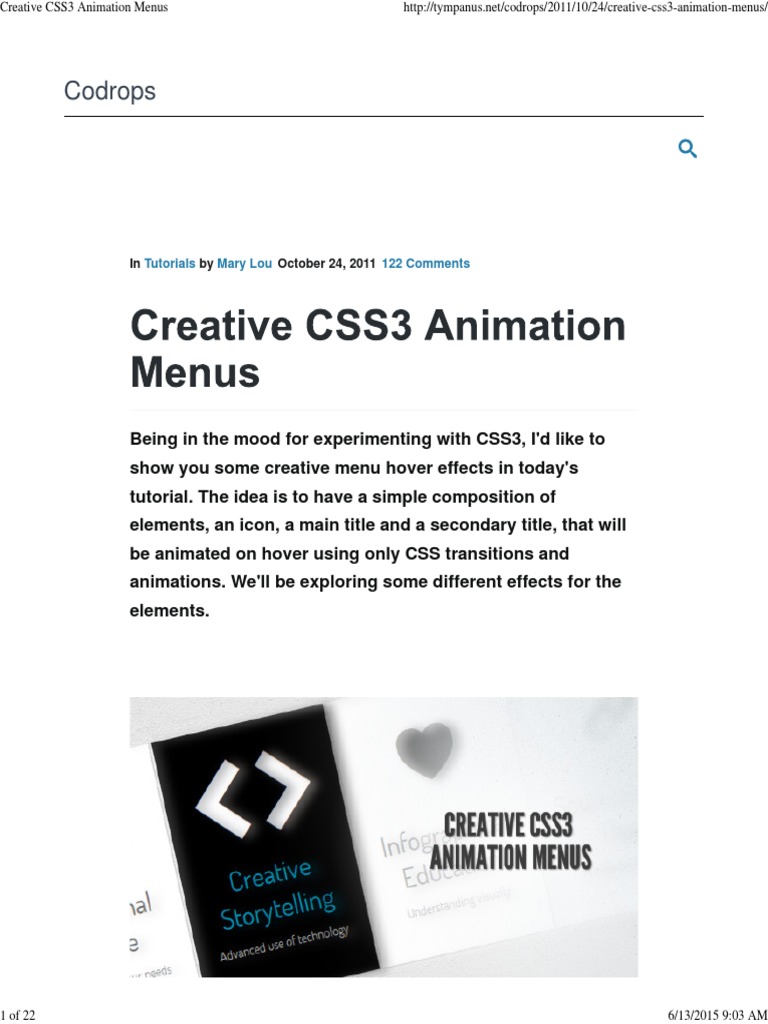 Creative CSS3 Animation Menus | PDF | Cascading Style Sheets | Html Element