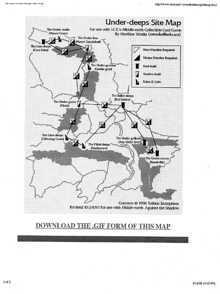 Under Deeps Site Map Middle Earth MECCG