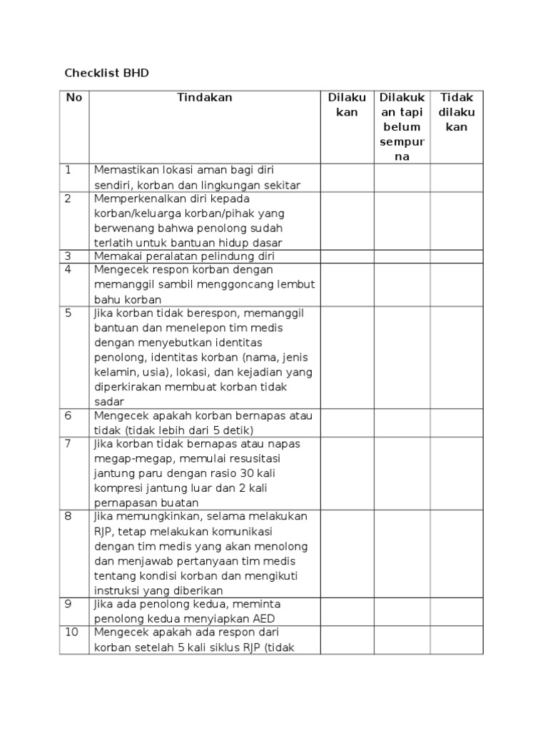 Checklist BHD | PDF
