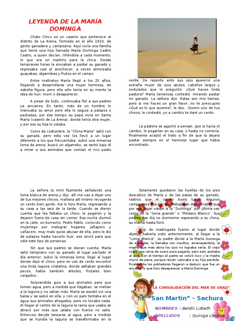 Leyenda de La María Dominga | PDF | Duna | María, madre de Jesús