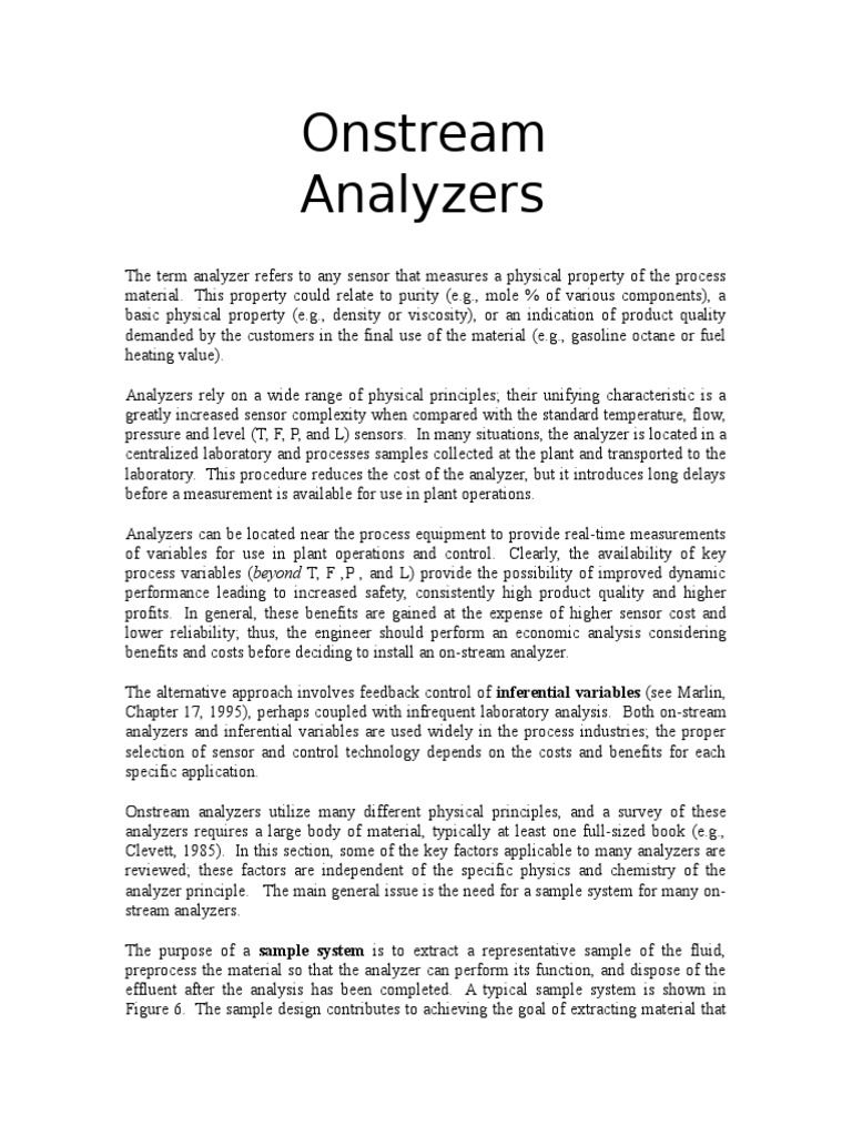 Onstream Analyzers: Real-Time Measurements for Process Control | PDF | Sensor | Pressure