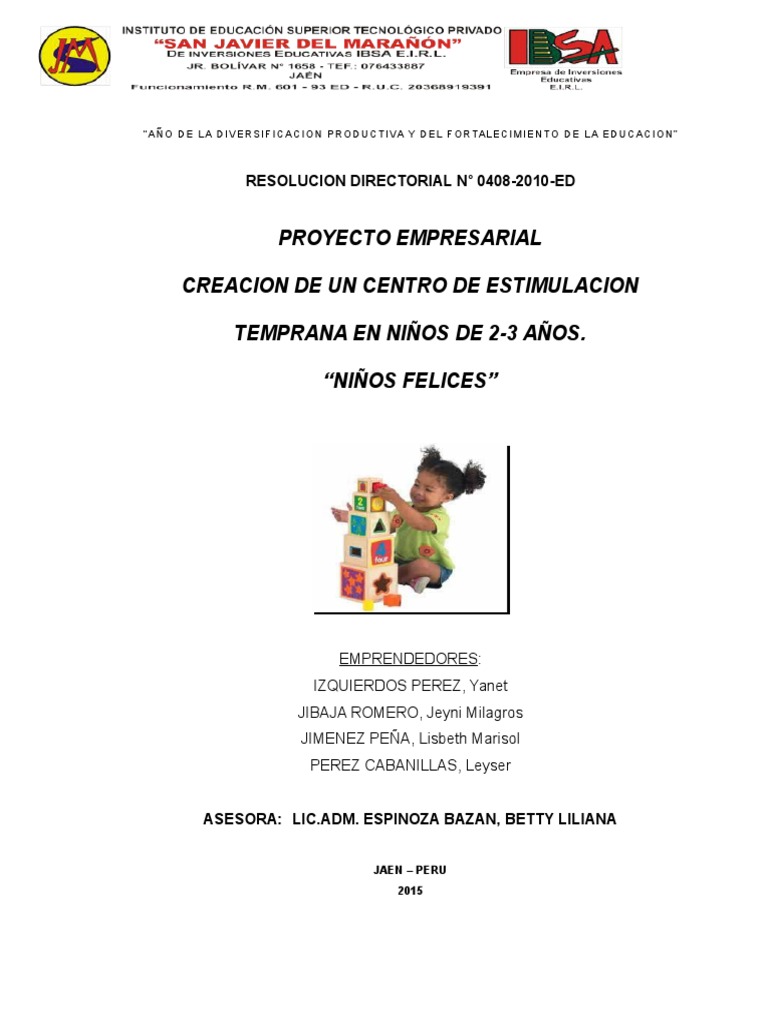 Proyecto de Estimulacion Temprana Niños Felices | PDF | Inteligencia | Hemisferio cerebral