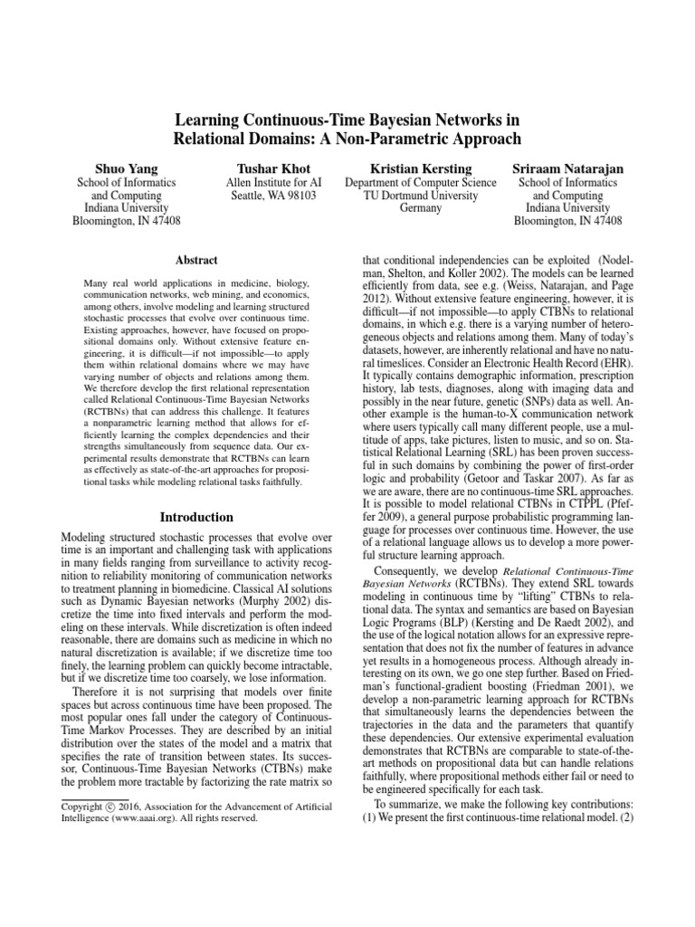 Learning Continuous-Time Bayesian Networks in Relational Domains: A Non ...
