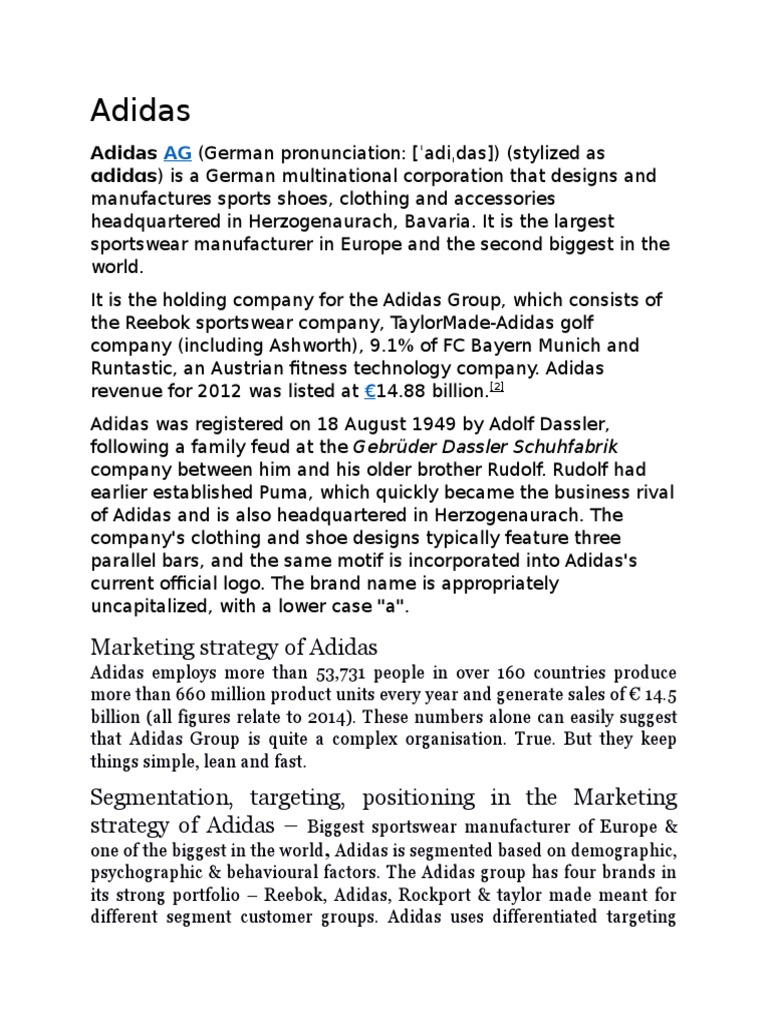 Adidas Market Segmentation | Adidas | Market Segmentation