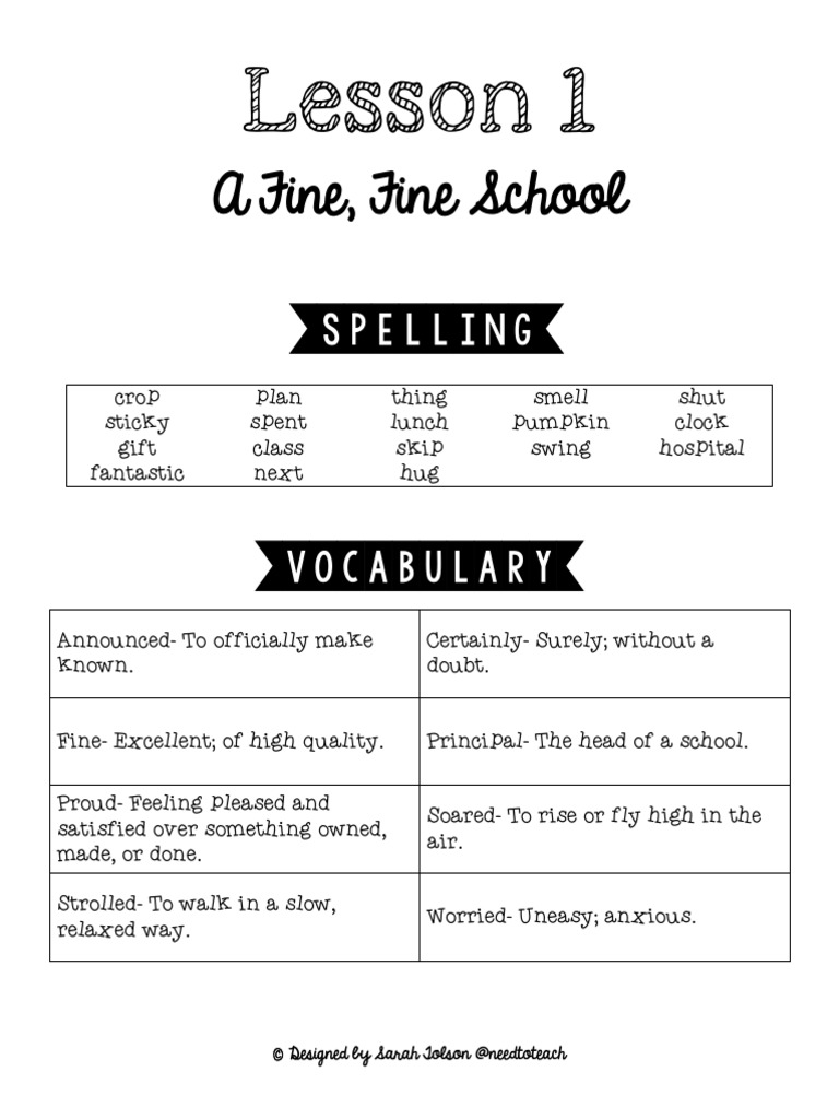 A Fine, Fine School: Lesson 1 | PDF
