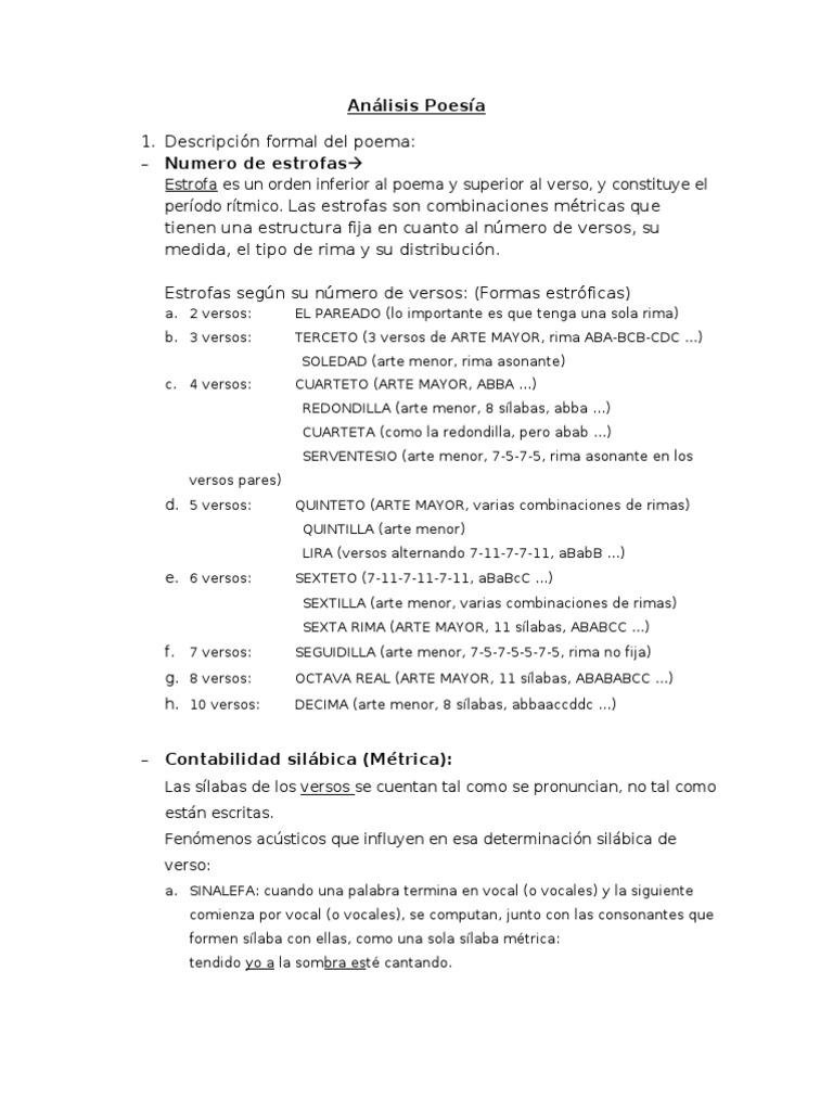 Guía de Análisis Poético | PDF | Metro (poesía) | Poética