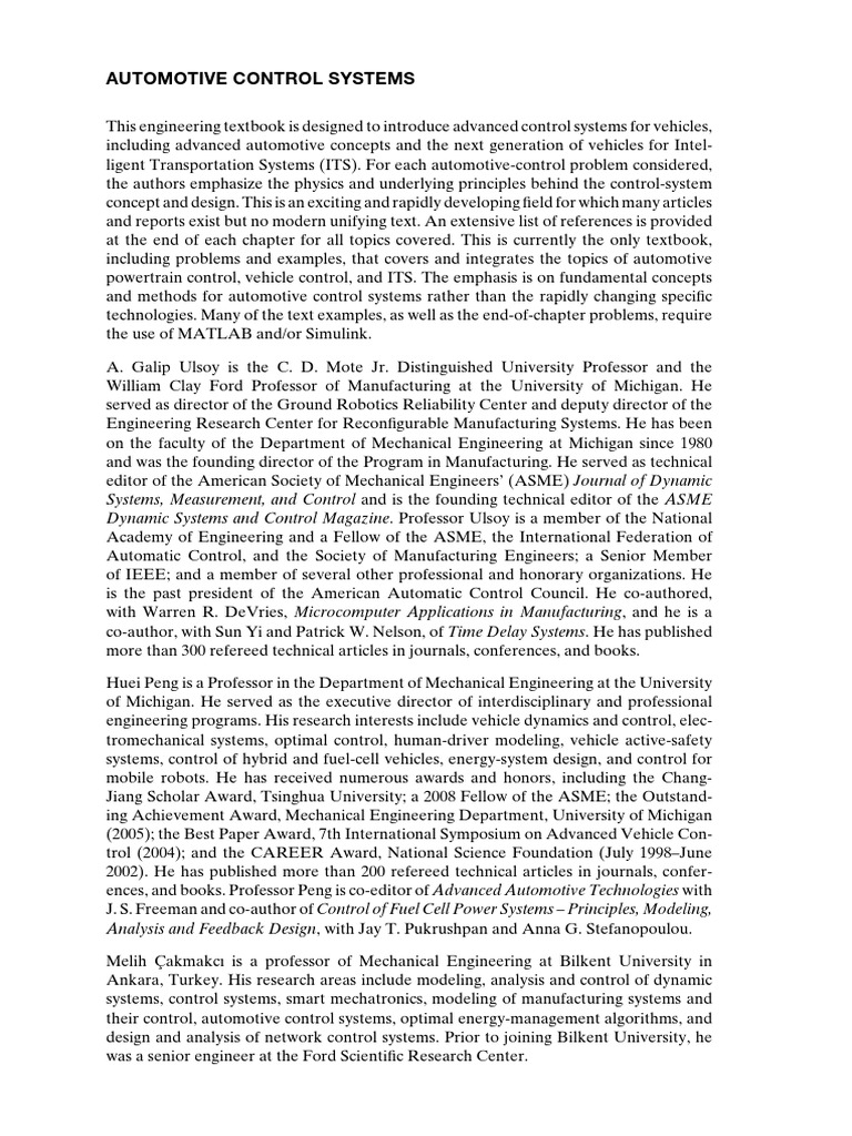 Automotive Control Systems | PDF | Throttle | Transmission (Mechanics)