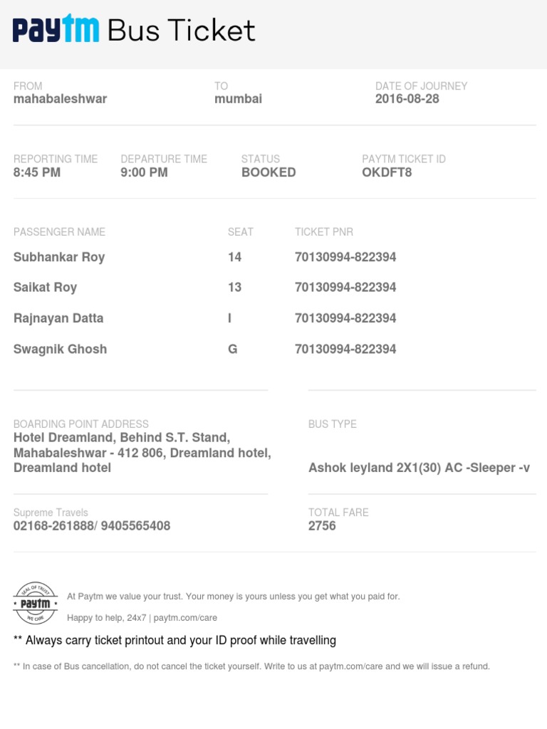 Bus Ticket Invoice 1988502076 | PDF | Ticket (Admission) | Bus