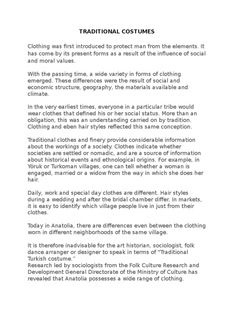 Traditional Costumes | PDF | Clothing | Entertainment (General)