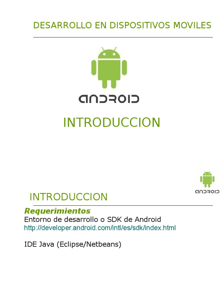 Tema 01 - Introduccion A Android | PDF | Widget (Gui) | Android (sistema operativo)