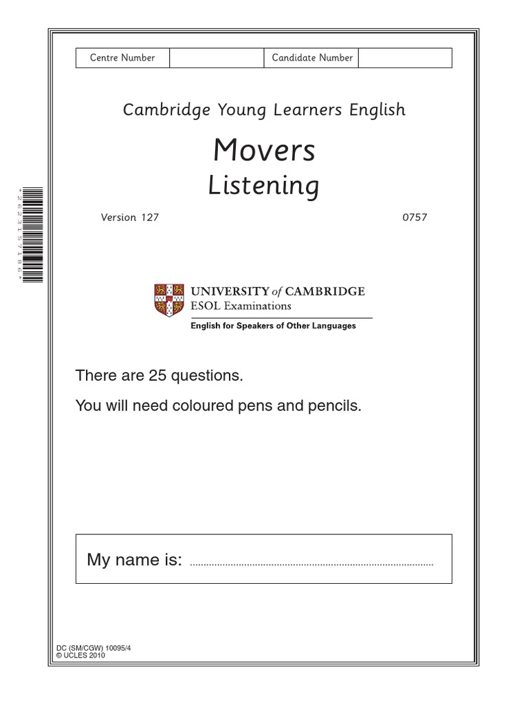 YLE Movers Listening Sample Paper B PDF | PDF