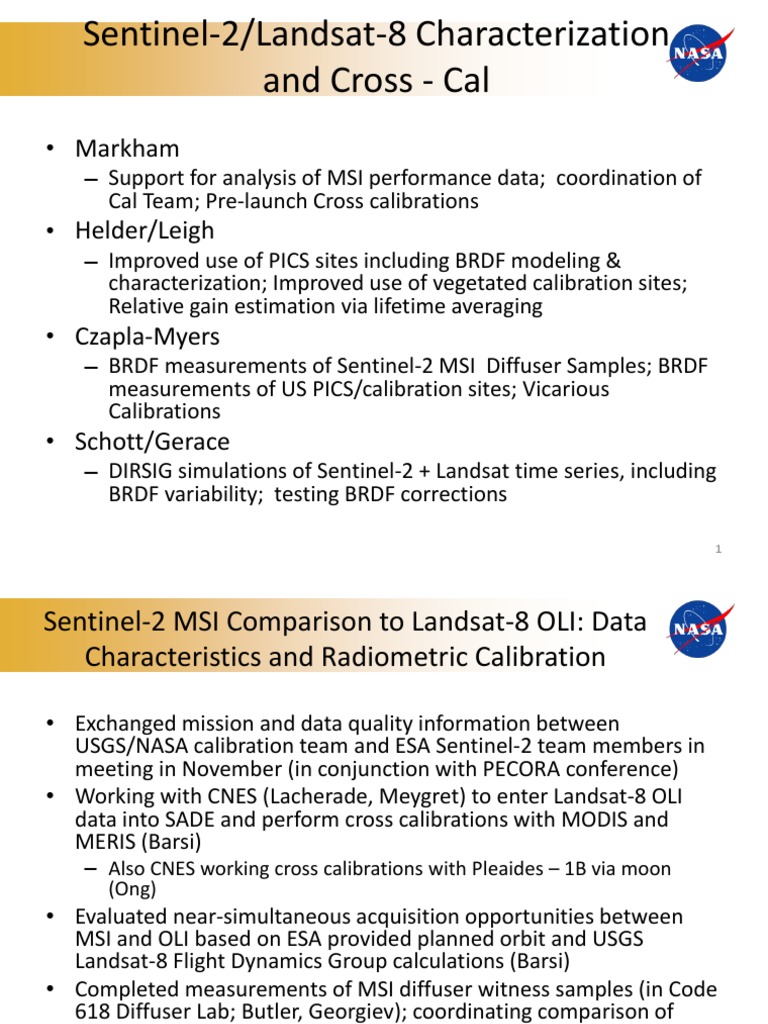 Sentinel-2 MSI Comparison To Landsat-8 OLI | PDF | Spaceflight | Outer Space