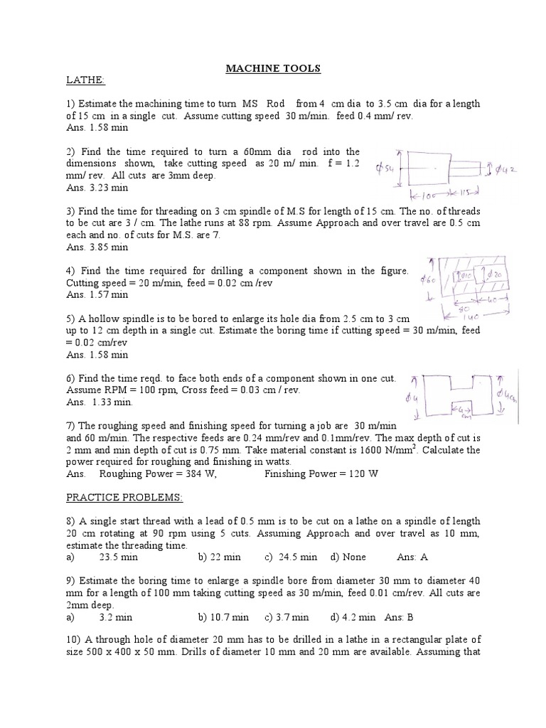 2 Problems Sheet Machine Tools | PDF | Numerical Control | Electric Motor