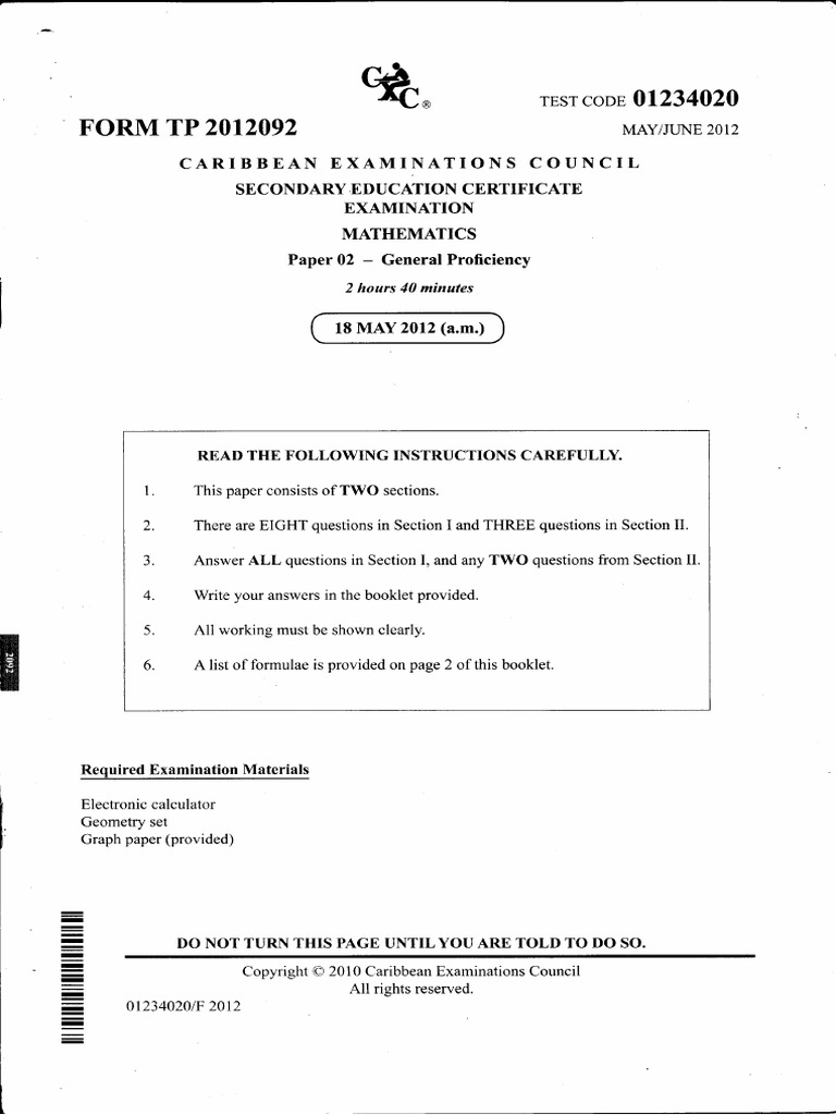 CXC Maths Papers PDF | PDF
