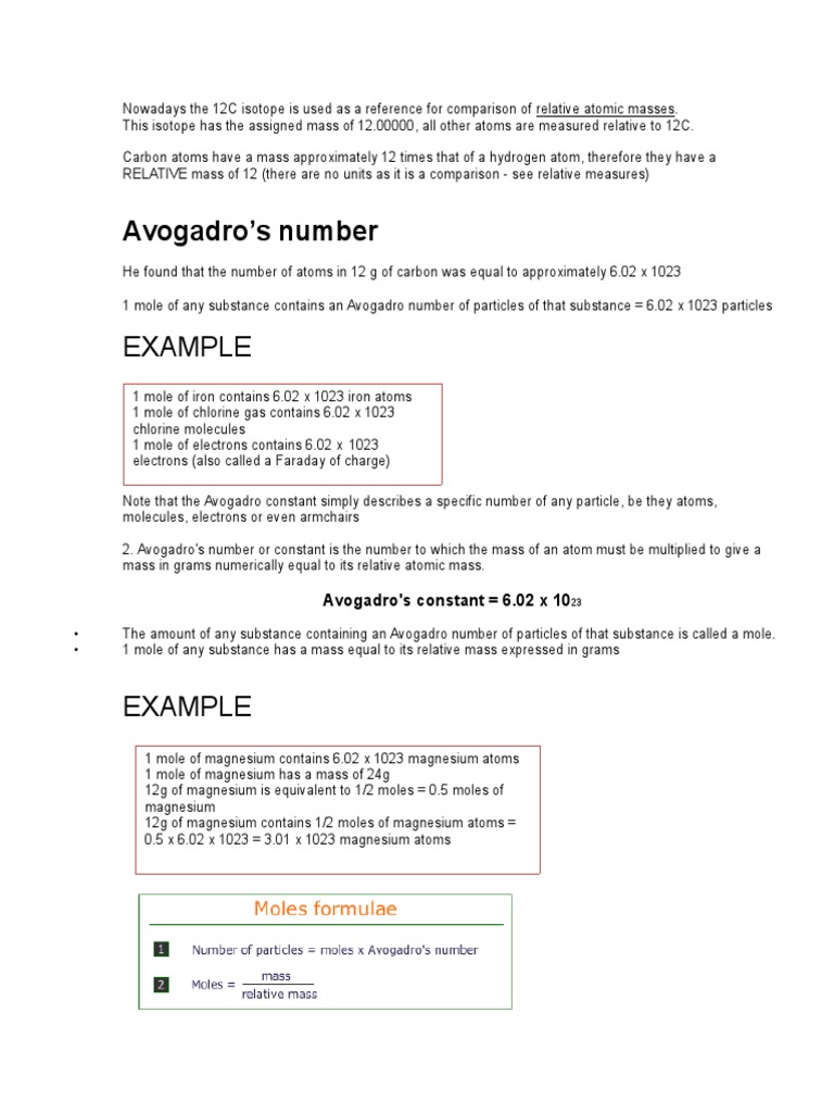 Avogadro's Number: Example | PDF | Gases | Mole (Unit)