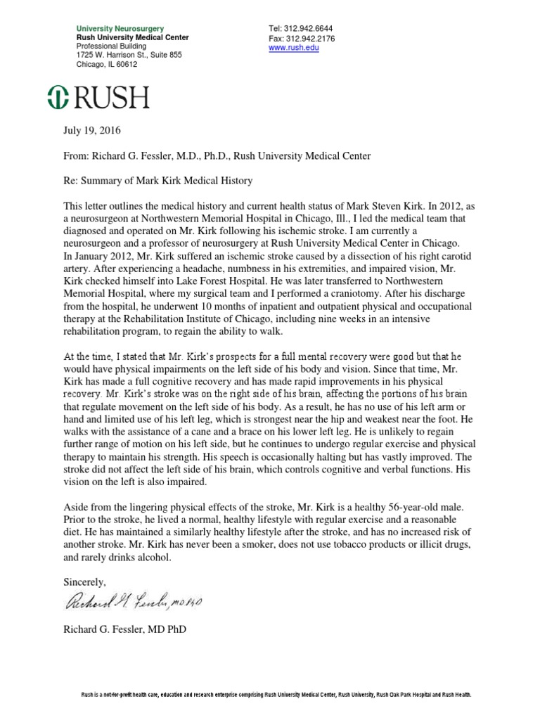 Kirk Medical Letter | Stroke | Neurosurgery
