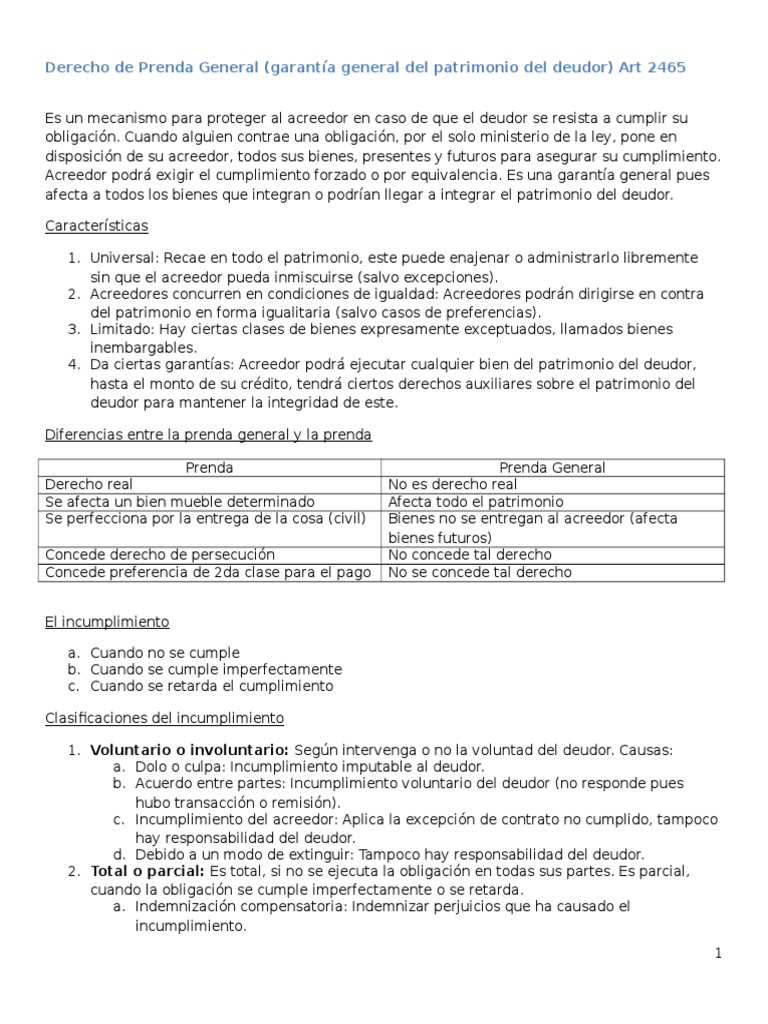 Derecho de Prenda General: Conceptos Clave | PDF | Pagos | Bienes (Ley)