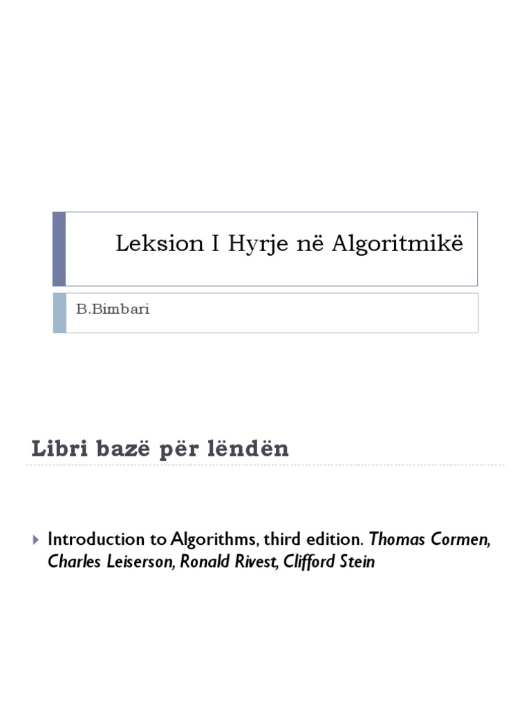 L01 Hyrje Ne Algoritmike | PDF