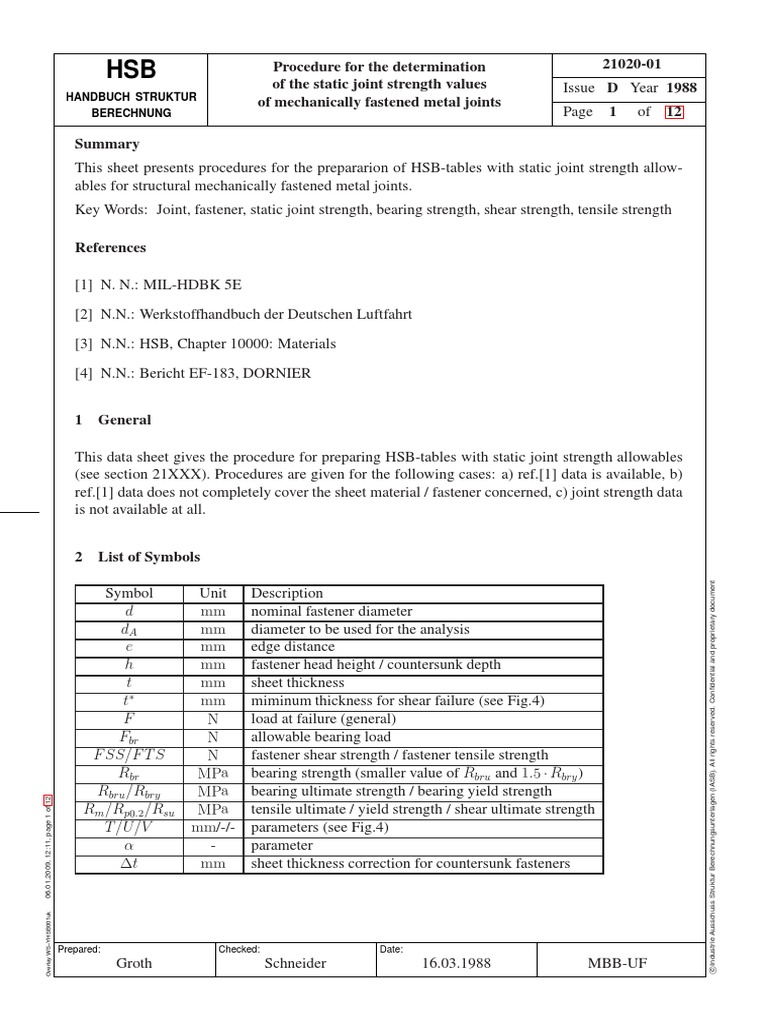 Strength of Mechanically Fatened Joints | PDF | Rivet | Strength Of ...