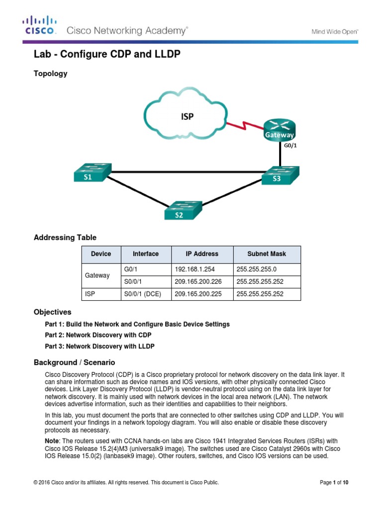 2.2.2.6 Lab - Configure CDP and LLDP | PDF | Network Switch | Computer Network