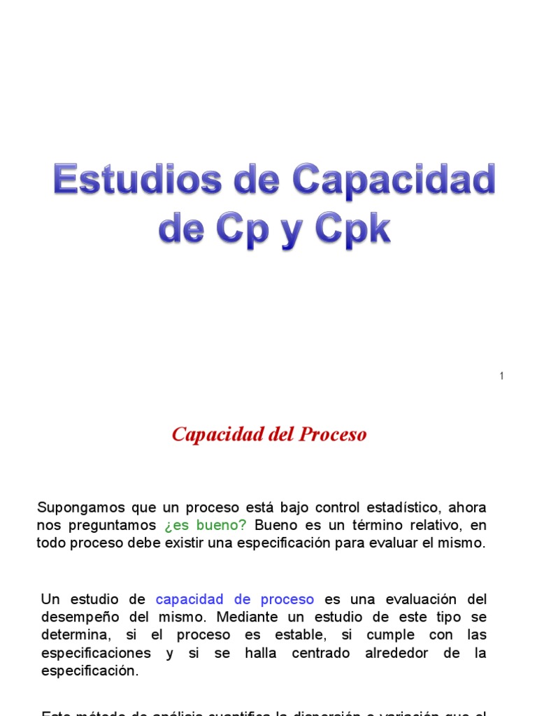 CP CPK Version Corta | PDF | Métodos de evaluación | Gestión de la calidad