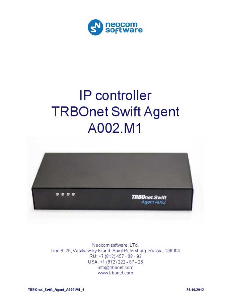 TRBOnet Swift Agent A002.M1 User Guide ENG | PDF | Ip Address | Port (Computer Networking)