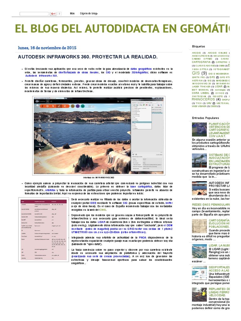 El Blog Del Autodidacta en Geomática - Autodesk Infraworks 360 | PDF | Lidar | Sistema de ...
