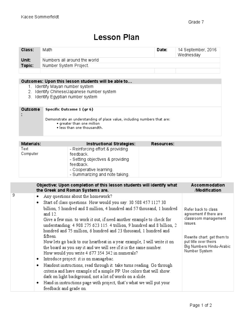 Lesson Plan 6 Math | PDF | Lesson Plan | Numbers