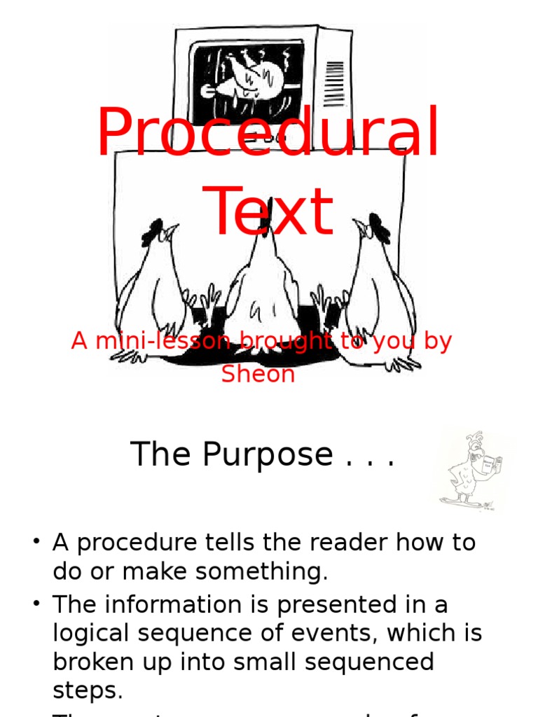 Procedural Text: A Mini-Lesson Brought To You by Sheon | PDF