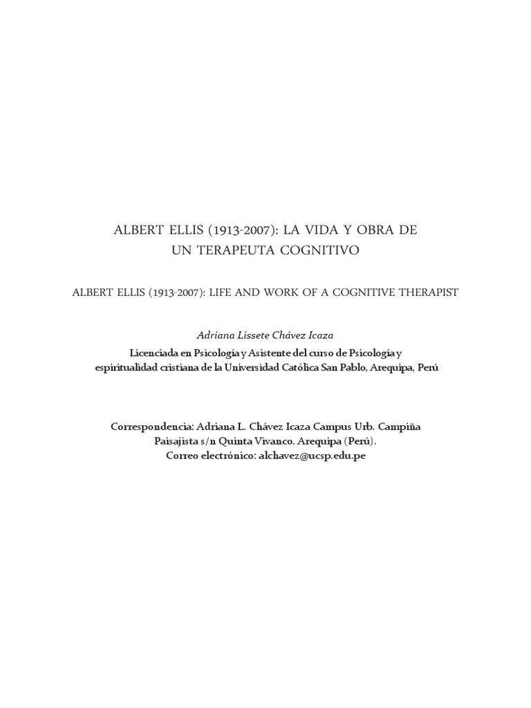 Albert Ellis y La TREC | PDF | Terapia racional de comportamiento ...