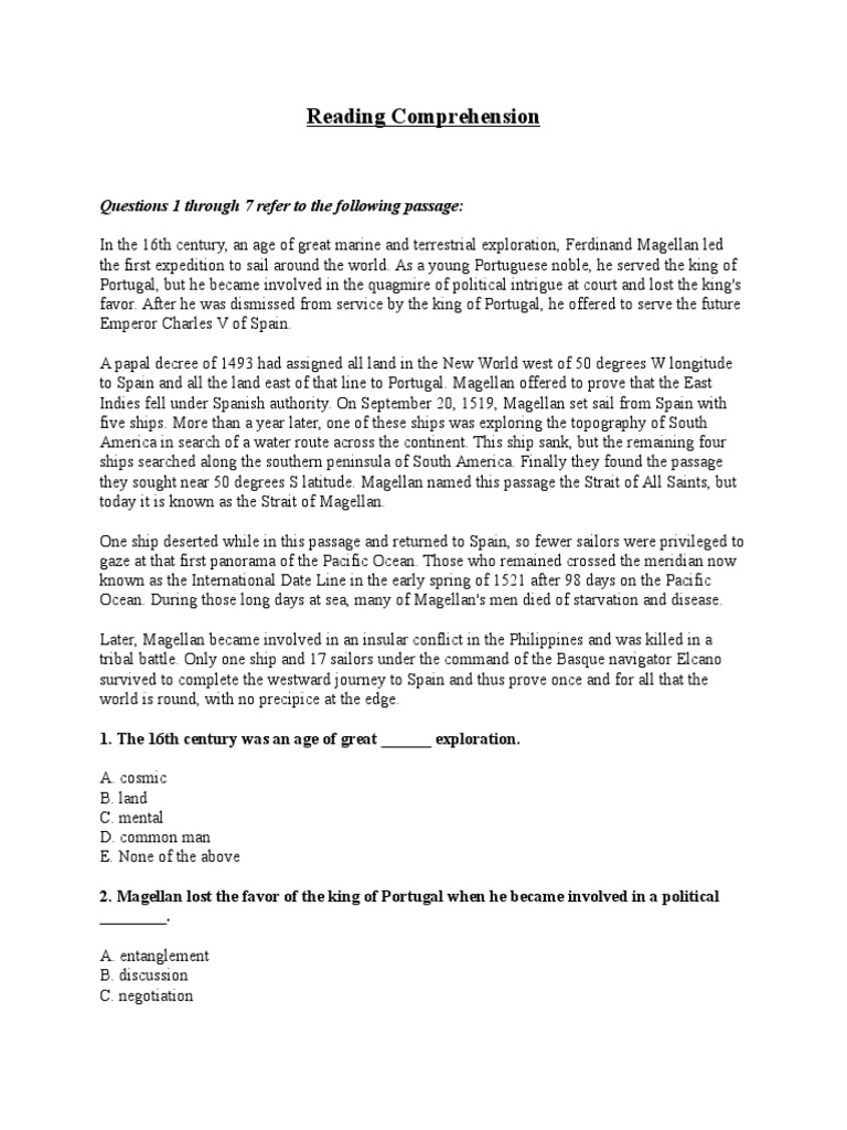 Hesi A2 Entrance Exam Sample - Reading Comprehension | PDF | Mount ...