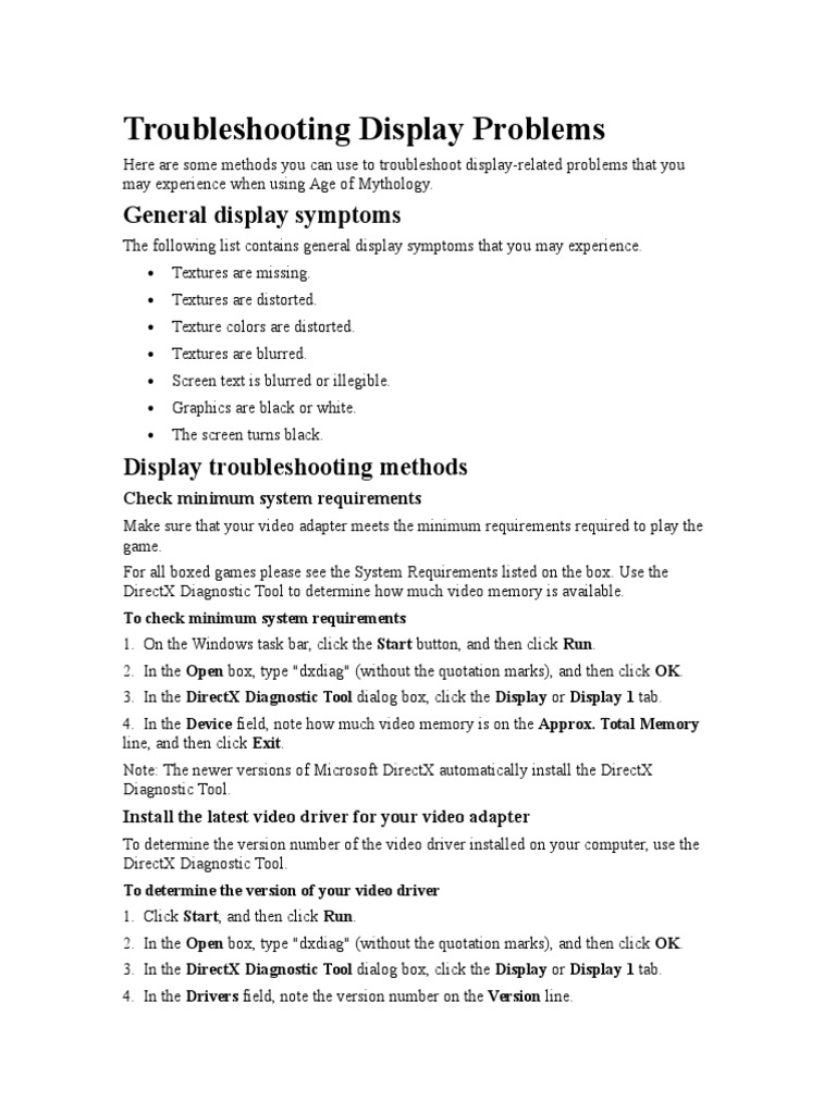 Troubleshooting Display Problems | PDF | Computer Monitor | Display ...