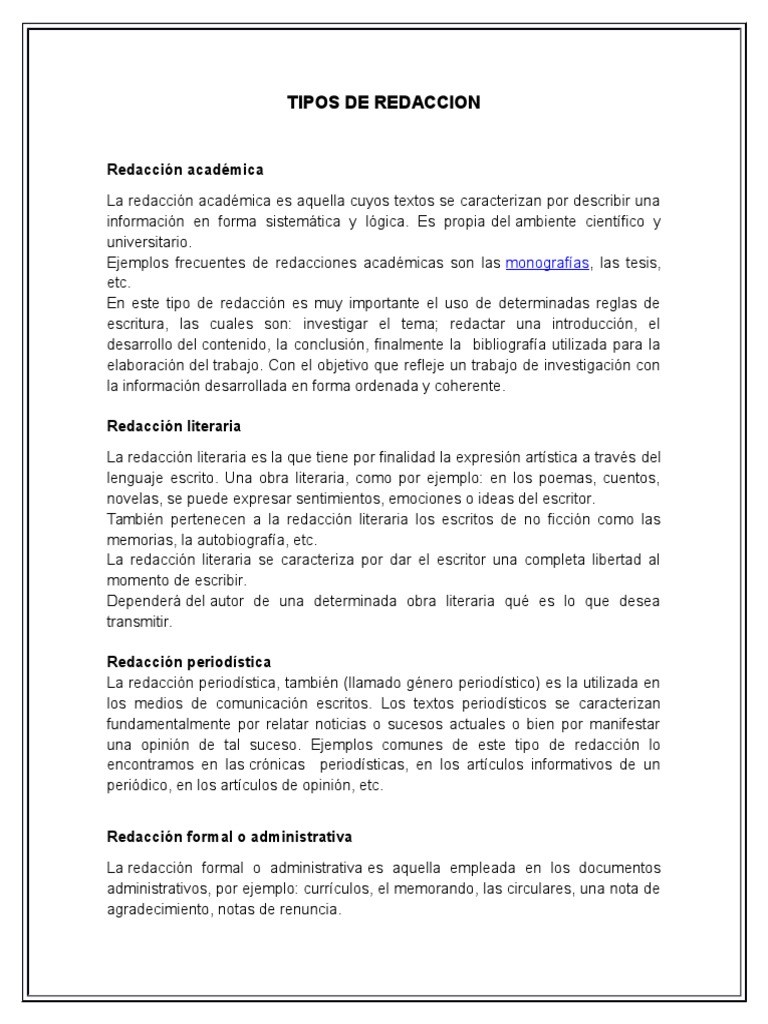 Tipos de Redaccion | PDF