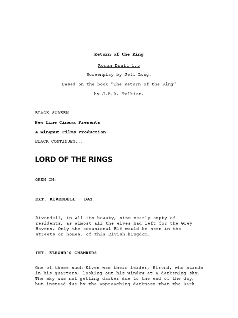 Return of The King Script | PDF | Elf (Middle Earth) | The Lord Of The ...